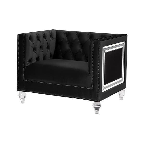 ACME Heibero Tuxedo Arm Tufted Accent Chair in Black - Bed Bath ...