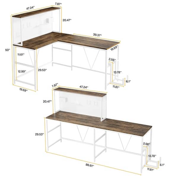 59 Inch Reversible L Shaped Desk with Hutch - Bed Bath & Beyond - 39577914