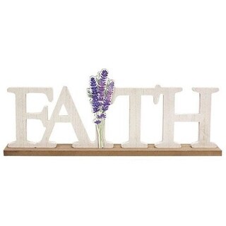 Wooden Faith Sign with Lavender Flowers Decorative Tabletop Accent - 7 ...