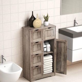 Grey Bathroom Storage Cabinet with Storage 5 Drawers and 1 Door for ...