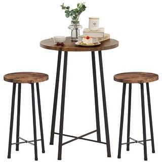 Small Bar Table and Chairs, Round Bistro Sets with 2 barstools, 3-Piece ...