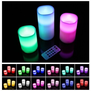 3Pcs LED Color Changing Flameless Ivory Candles - Bed Bath & Beyond ...