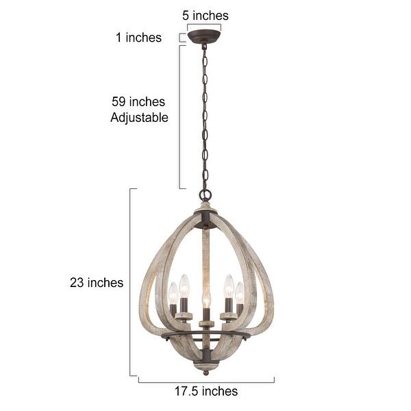 Modern Farmhouse 5-light Wood Handmade Chandelier Kitchen Island Lights ...
