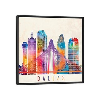 iCanvas "Dallas Landmarks Watercolor Poster" by Paul Rommer Framed ...