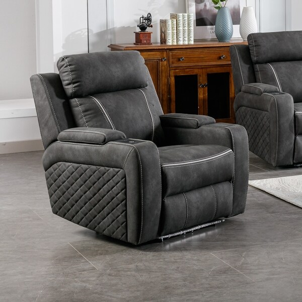 Contemporary Plush Velvet Like Upholstered Living Room Reclining Grey Chair On Sale Bed Bath Beyond 38122537