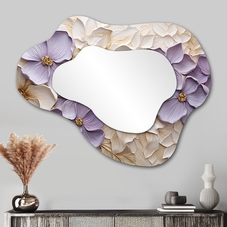 Purple And White Minimalism Violets - Irregular Violets Wall Mirror ...