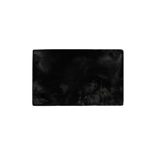 Luxe Faux Rabbit Fur Rectangular Rug 3' x 5' - Black - 3'6" - Bed Bath ...