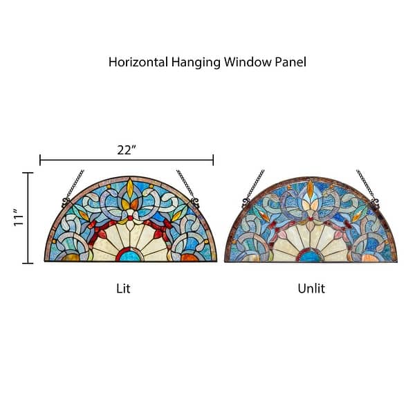 River of Goods Victorian Corista Half-Moon Stained Glass Window Panel ...