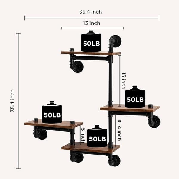 Industrial Pipe Floating Shelves - Bed Bath & Beyond - 39467317