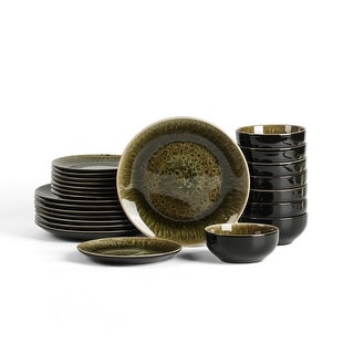 Stone Lain Riley Stoneware Dinnerware Set with Reactive Glaze - Bed ...