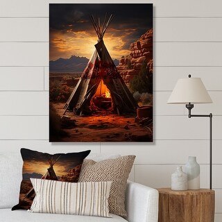 Designart "Orange Native Tipi Embracing Tradition I" Native American ...