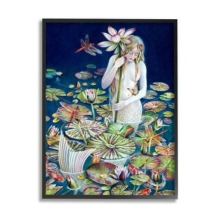Stupell Mermaid Among Water Lilies Floral Pond Woman Framed Wall Art ...