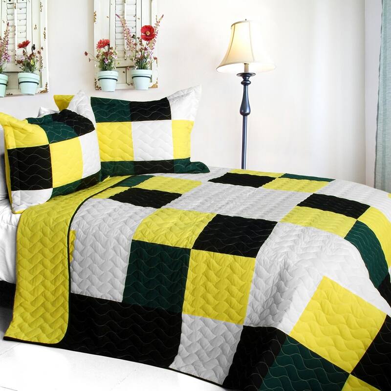 Vermicelli-Quilted Patchwork Quilt Set Full/Queen - Overstock - 36149350