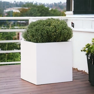 Pottery Pots Block Fiberstone Indoor Outdoor Modern Square Planter ...