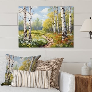 Designart "Birch Woods Spring Awakening II" Tree Birch Metal Large ...