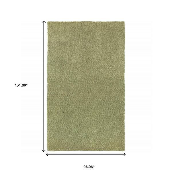 HomeRoots 8' X 11' Olive Green Shag Tufted Handmade Stain Resistant ...
