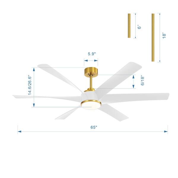 65-in Indoor Large LED Ceiling Fan with Light Remote (6-Blade) - Bed Bath & Beyond - 39525622