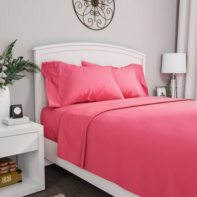 Winsor Home Series 1200 Bed Sheet Set Twin XL - Pink - Overstock - 10577637
