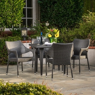 Torrence Outdoor 5 Piece Wood and Wicker Dining Set - On Sale - Bed ...