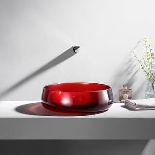 Modern Red Crystal Vessel Resin Solid Surface Bathroom Sink - D15.7 ...
