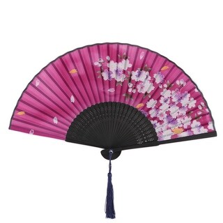 Summer Dancing Flower Pattern Vintage Handcraft Purse Gift Folding Fan ...