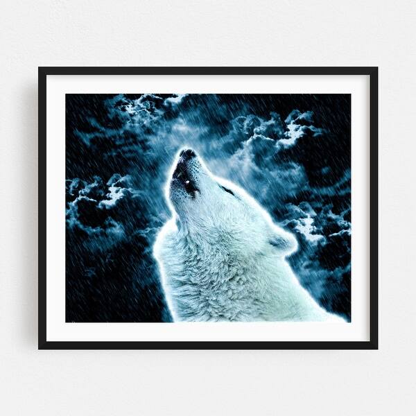 A howling wolf in the rain Mixed Media Animals Bear Art Print/Poster ...