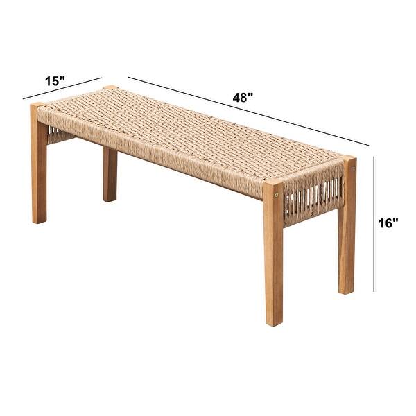 weather-resistant Acacia Wood Mixed Strapped Rattan Garden Bench for ...
