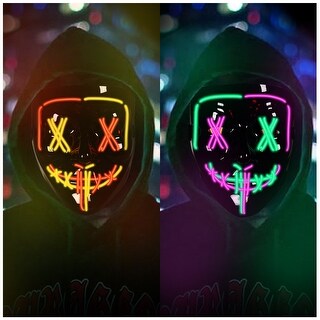 Purge Mask, 2 Pack Light up Mask LED Mask, Scary Masks with 3 Lighting ...