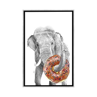 iCanvas "Elephant With Donut" by Printable Lisa's Pets Framed - Bed ...