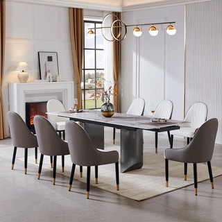 Modern 63"-94.5" Retractable Kitchen Dining Table Set for 8(1 table ...