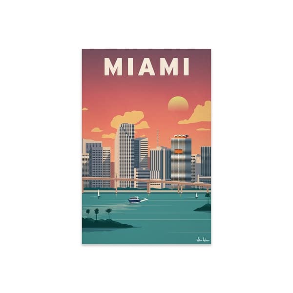 Miami Downtown Print On Acrylic Glass by IdeaStorm Studios - Bed Bath ...