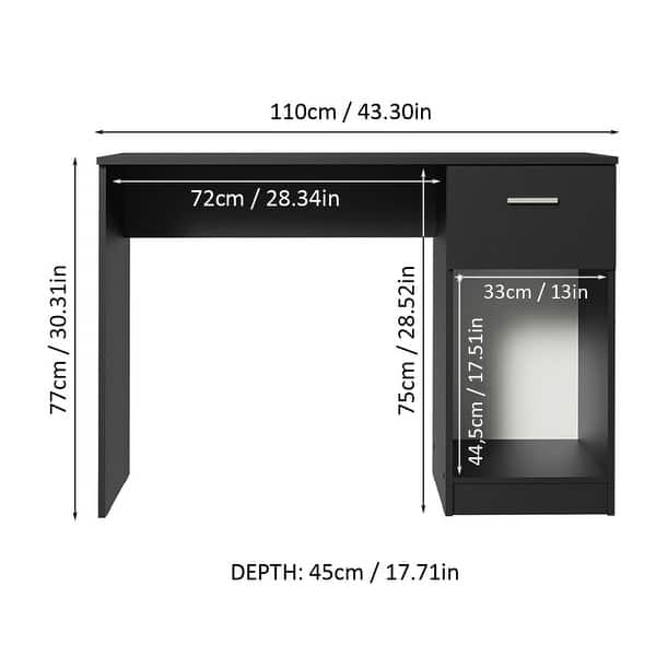 Madesa Compact Computer Desk Study Home Office 43 Inch Student Writing ...