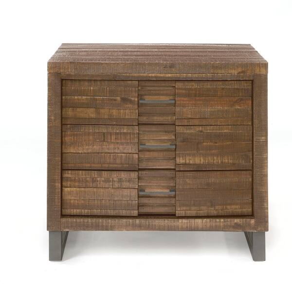 Reclaimed Oak Wood Andria Nightstand - Transitional Style, Metal Legs ...