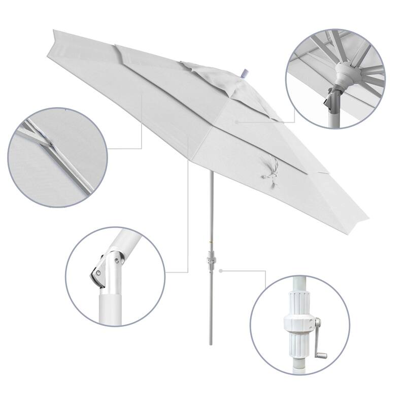 California Umbrella 11' Rd. Aluminum Market Umbrella, Crank Lift ...