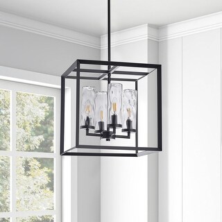 4-Lights Square Metal Frame Pendant Lighting - 13.8"D×4.7"W×61"H ...