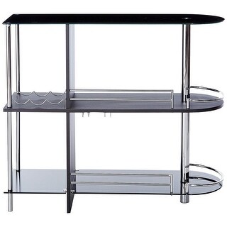 Pilaster Design Black Wood & Chrome Metal Axel Pub Bistro Bar Table ...