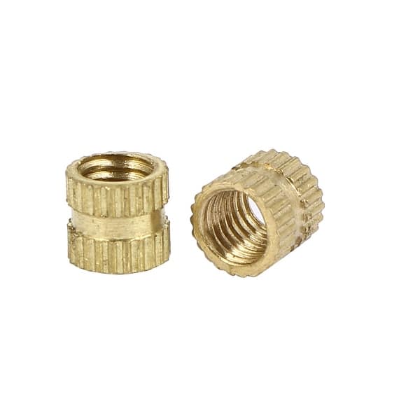 100pcs Brass Cylindrical Knurled Threaded Insert Embedded Nuts - Bed ...