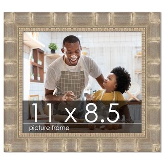 11x8.5 Bamboo Silver Complete Wood Picture or Document Frame with UV ...