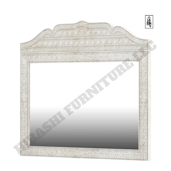 KHALIFA Solid Mango Wood Hand Carved Moroccan Style Mirror Frame - Bed ...