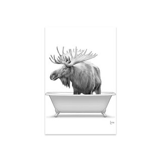 Moose In Bathtub Black And White Print On Acrylic Glass by Printable ...