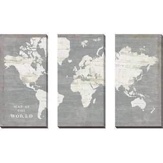 "Slate World Map" by Sue Schlabach 3 Piece Set on Canvas - Bed Bath ...