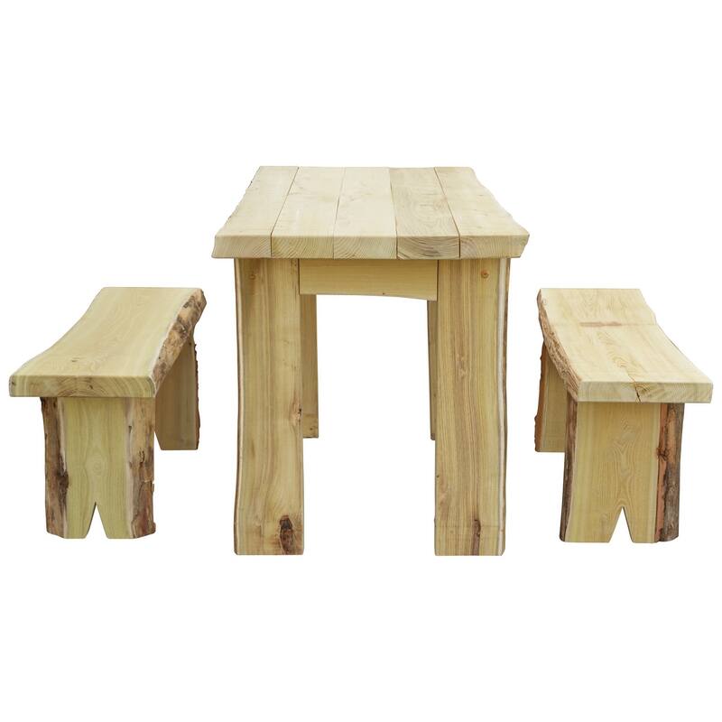 Live Edge Locust Wood 5' Autumnwood Table with 5' Wildwood Benches ...