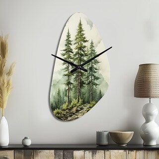 Green Pine Tree Eternal Guardians II - Tree Pine Wall Clocks in Fall Shape - Traditional Unique ...