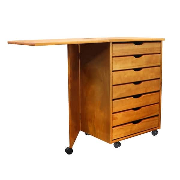 Adeptus Original Roll Cart, Solid Wood, 7 Drawer Gate Leg Roll Cart ...