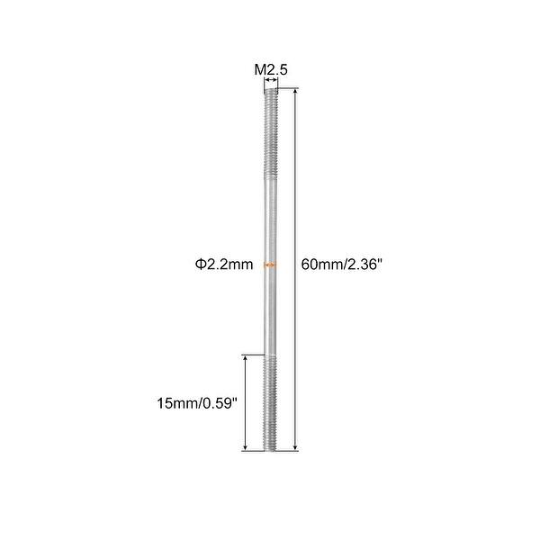 304 Stainless Steel Push Rod Double End Threaded Rod, 5pcs - Silver ...