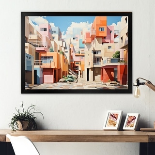 Designart "Minimalism Multicolor Cubic College Building I" College ...