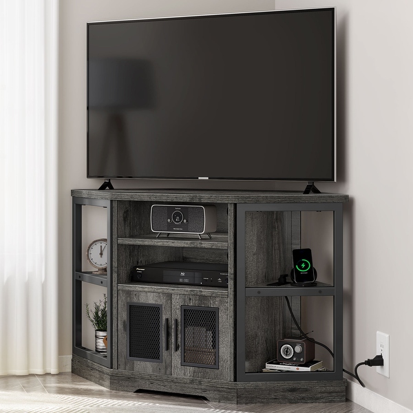 Moasis Farmhouse Corner TV Stand for TVs up to 55 Wood TV Media Console Entertainment Center On Sale Bed Bath Beyond 38454071