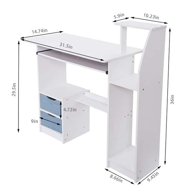 Computer Desk With Drawer Shelf Office Home Modern Small Desk - Bed ...