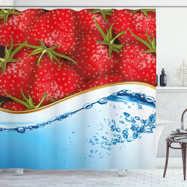 Ambesonne Strawberry Shower Curtain Cloth Fabric Bathroom Decor Set