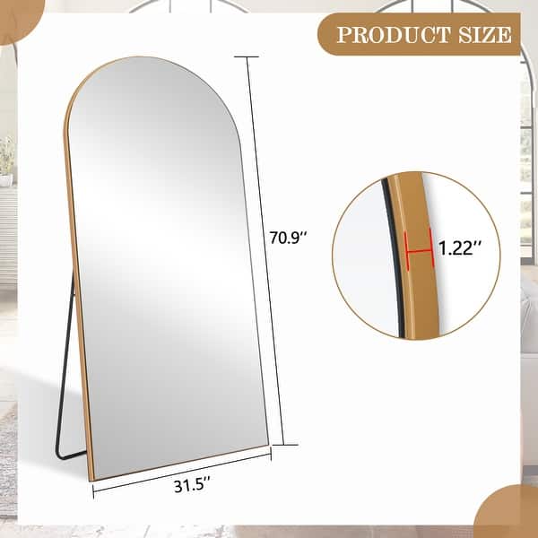 70.9"x31.5"Arch Full Length Floor Mirror with Wooden Frame,Wall-Mounted ...
